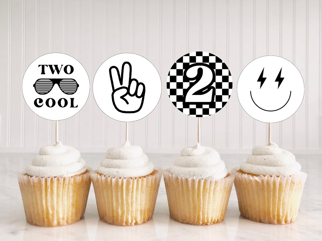 Two Cool Birthday Cupcake Toppers, Boy Second Birthday Party ...