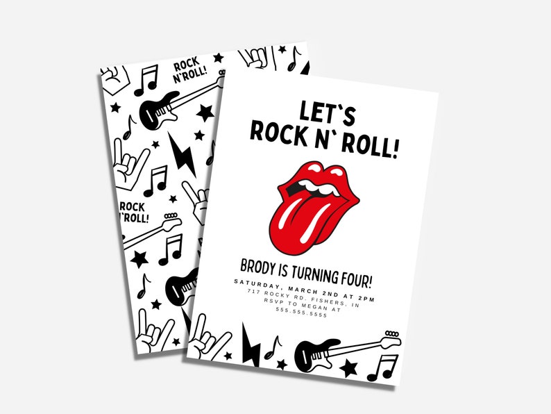 Rock and Roll Birthday Invitation Rocker Birthday Invite - Etsy