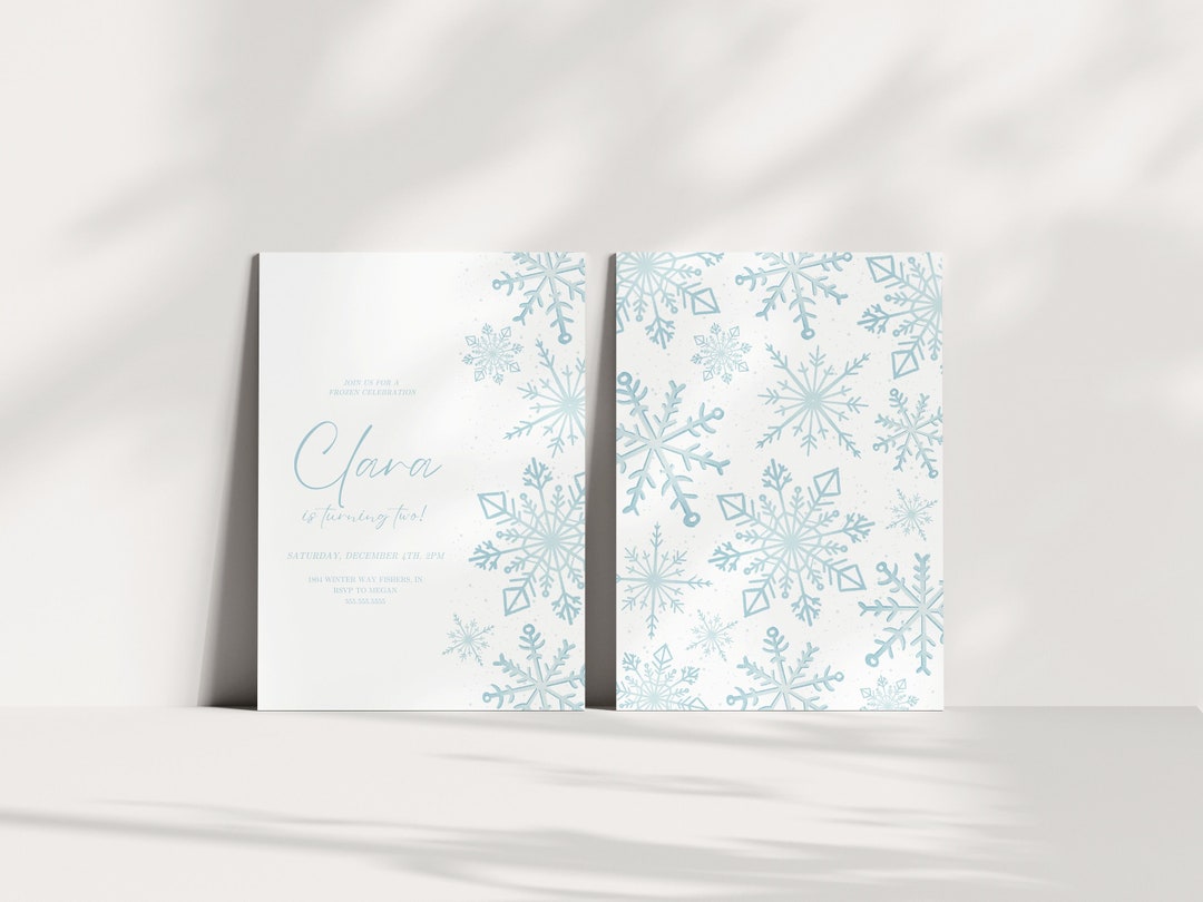 Winter Birthday Invitation, Snowflake Birthday Party Invite, Frozen ...