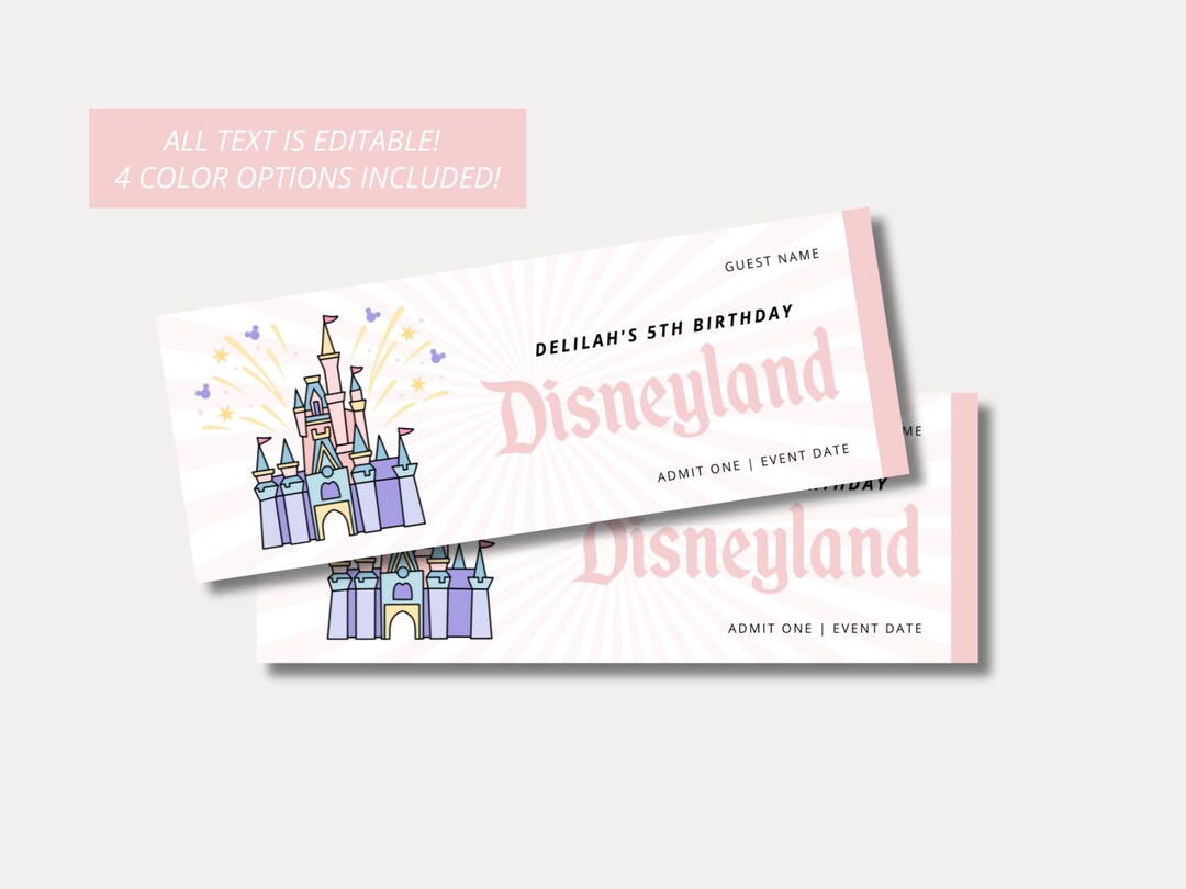 Vintage Disney Birthday Tickets, Vintage Theme Park Birthday Admit One ...