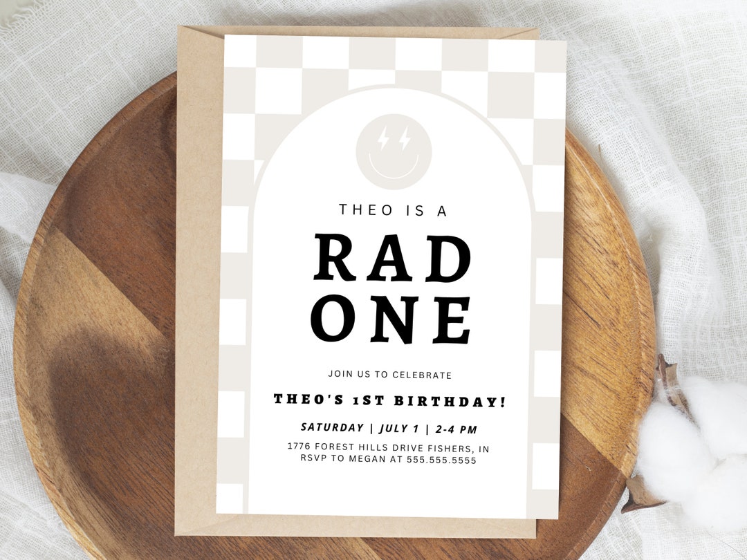 One Rad Dude Birthday Invitation, Boy First Birthday Party, Modern Cool ...