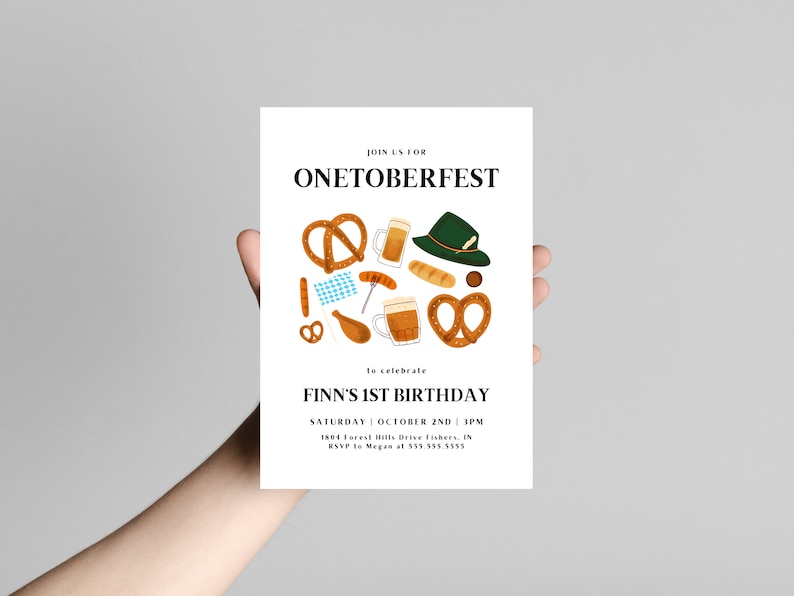 Onetoberfest Birthday Invitation, Oktoberfest First Birthday, Modern ...
