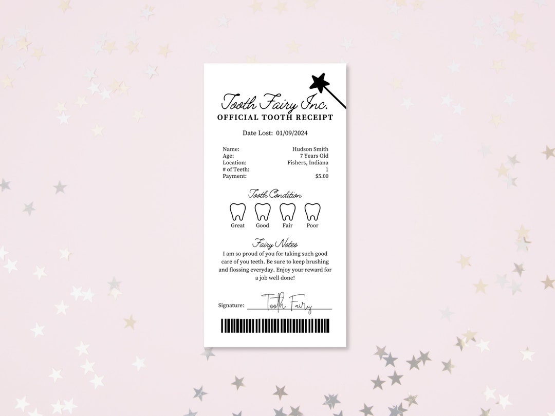 Tooth Fairy Receipt Template, Editable Tooth Fairy Letter, Tooth Fairy ...