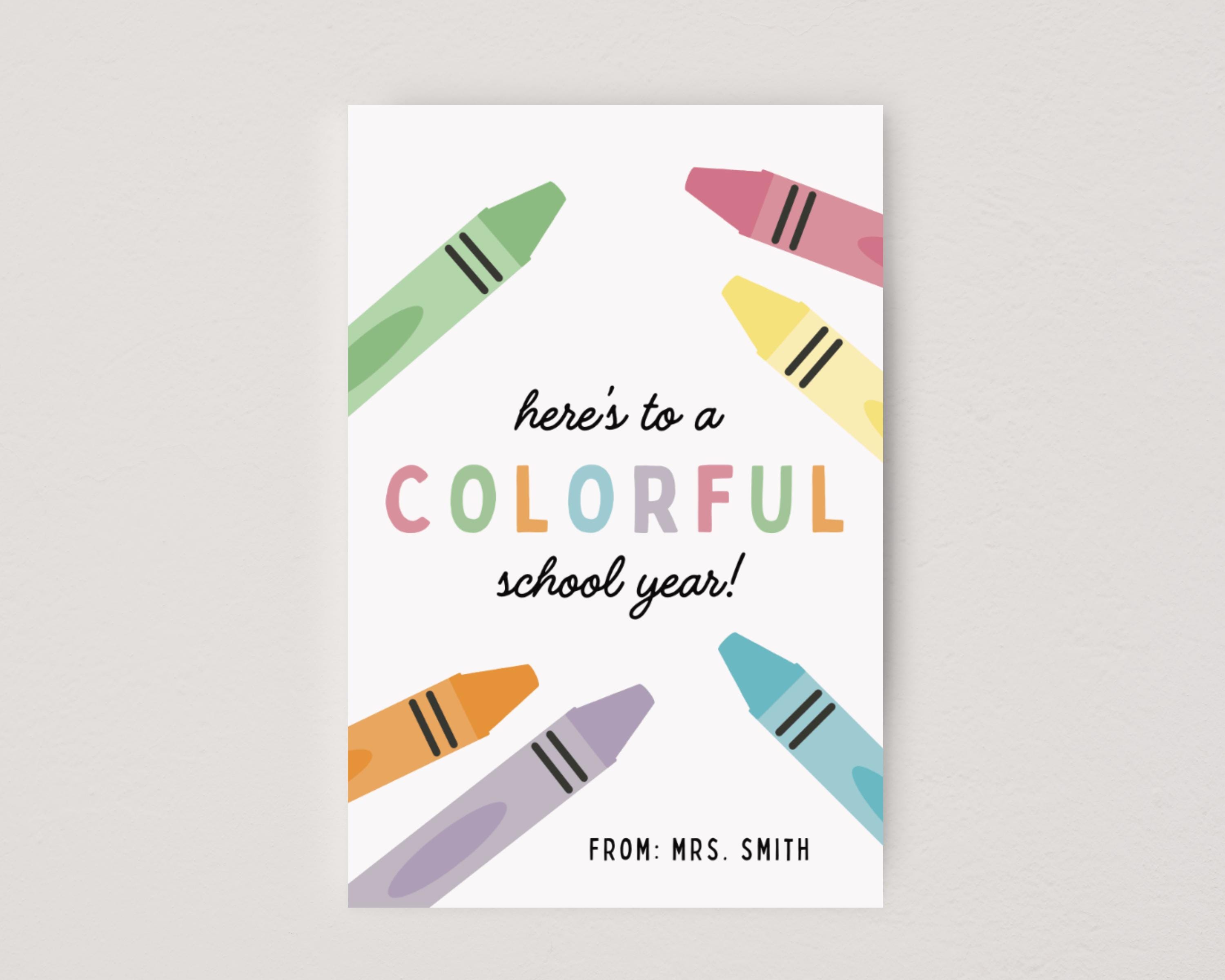 Crayon Back to School Tag, Printable Crayon Tags, Modern Crayon Back to ...