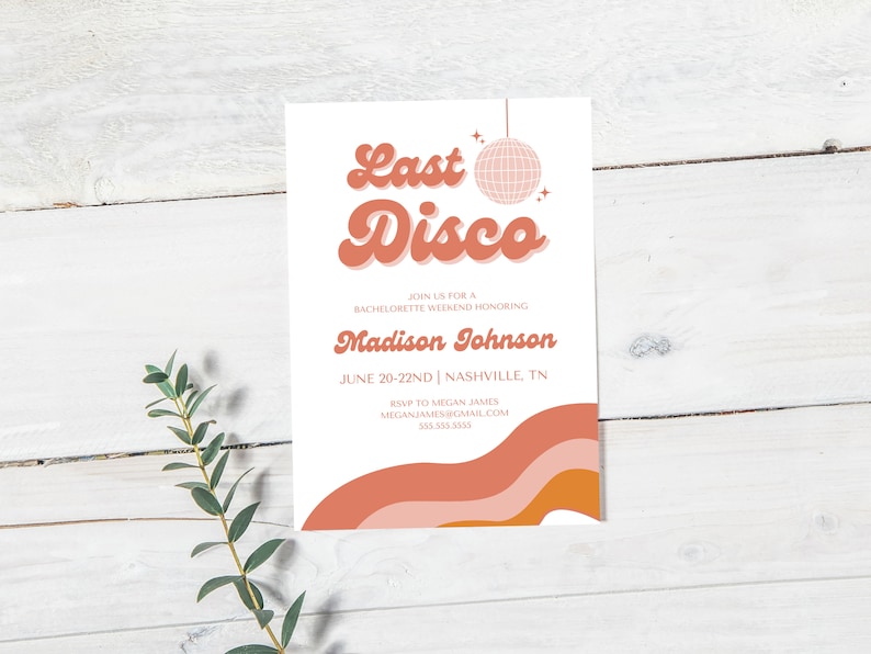 Editable Last Disco Bachelorette Party Invitation & Itinerary - Etsy