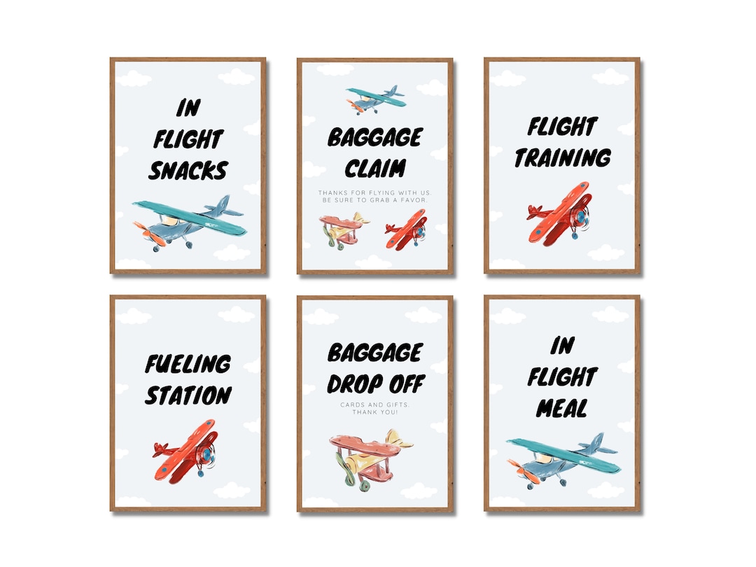 Airplane Birthday Party Signs, Plane Party Decorations, Vintage ...