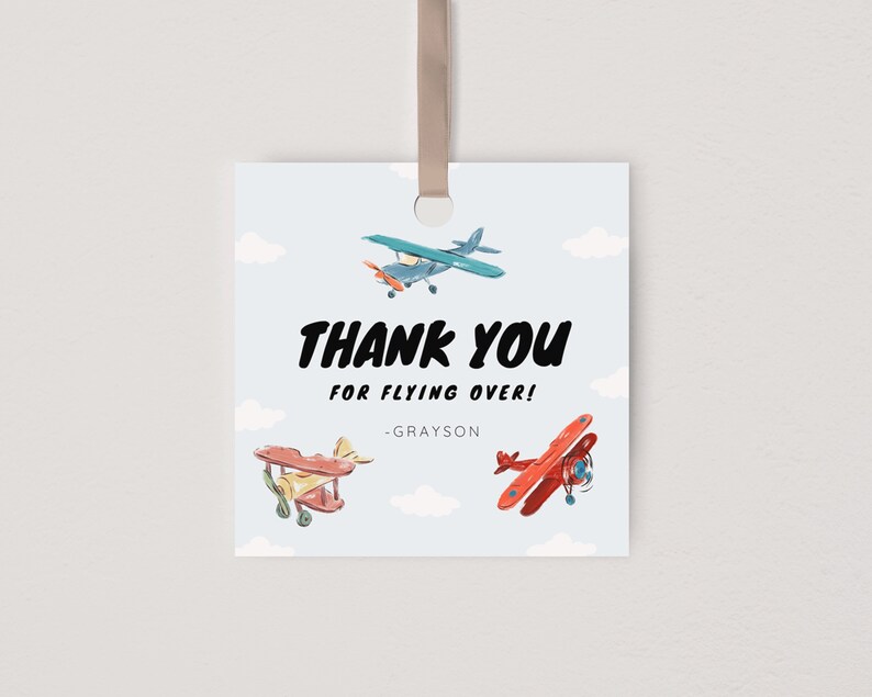 Airplane Birthday Thank You Tag Plane Party Decorations Fly - Etsy