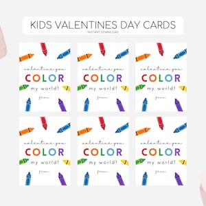 Crayon Coloring Valentines Day Cards, Printable Color Valentines Day ...