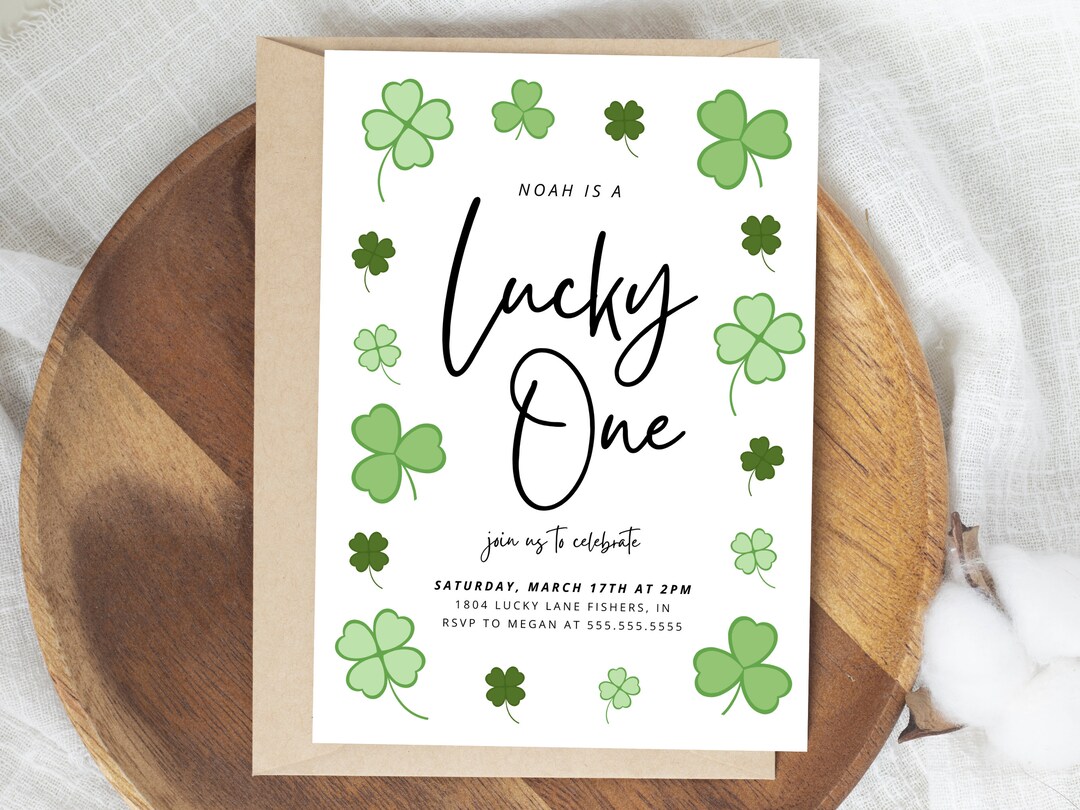Lucky One Birthday Invitation, St. Patricks Day Birthday Invite ...