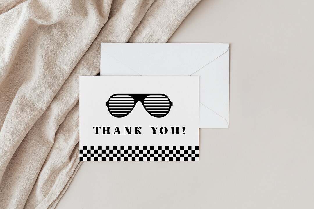Two Cool Thank You Card, Boy Second Birthday Party Decorations, Modern ...