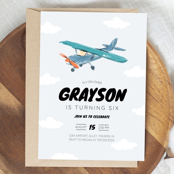 Airplane Invitation - Etsy