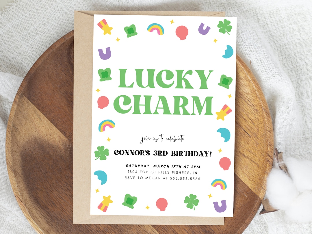 Lucky Charm Birthday Invitation, St. Patricks Day Birthday Invite ...