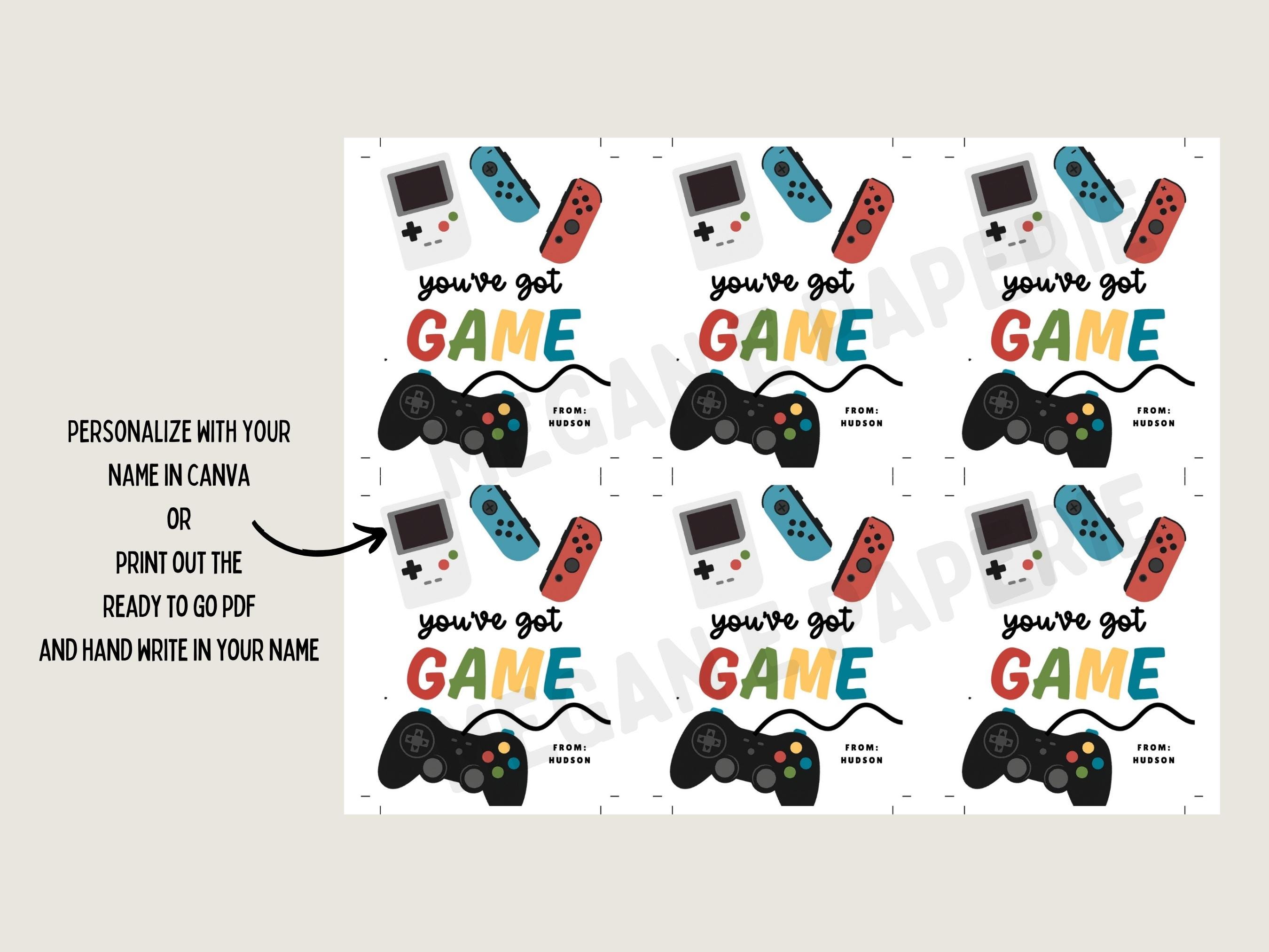Video Game Valentine Cards, Printable Gaming Valentines, Video Game ...