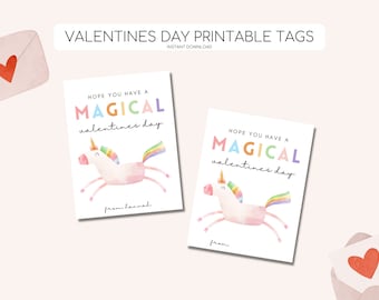 Rainbow Unicorn Valentines Printable DIY Instant Download - Etsy