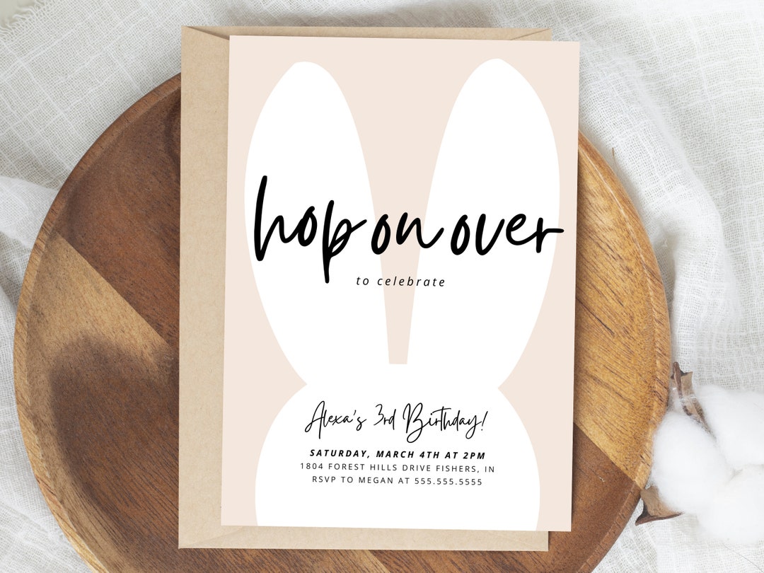 Bunny Birthday Invitation, Some Bunny Birthday Invite, Bunny Hop on ...