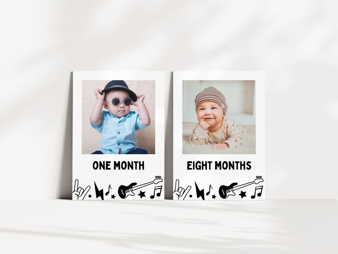 Rock and Roll Photo Banner, Rock N Roll Month to Month Banner, Rocker ...
