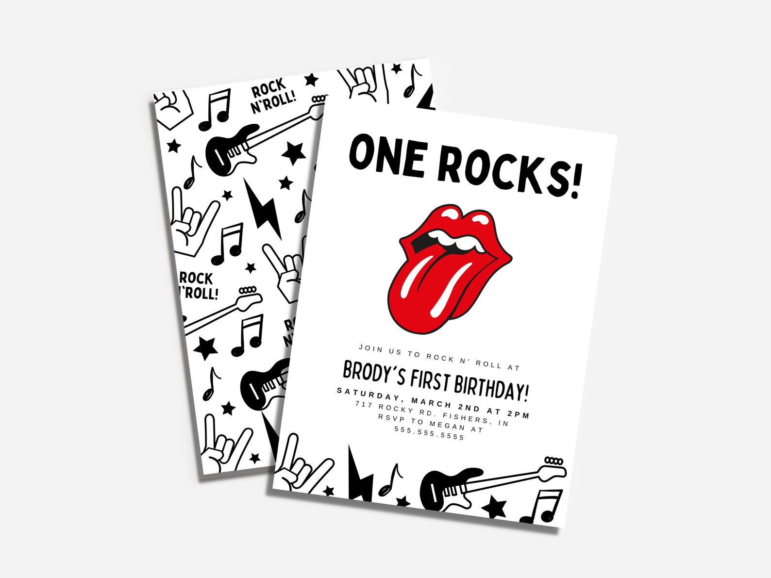 Rock and Roll Birthday Invitation One Rocks Party Invite - Etsy