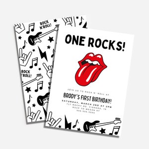 Rock and Roll Birthday Invitation, One Rocks Party Invite, Rock N Roll ...