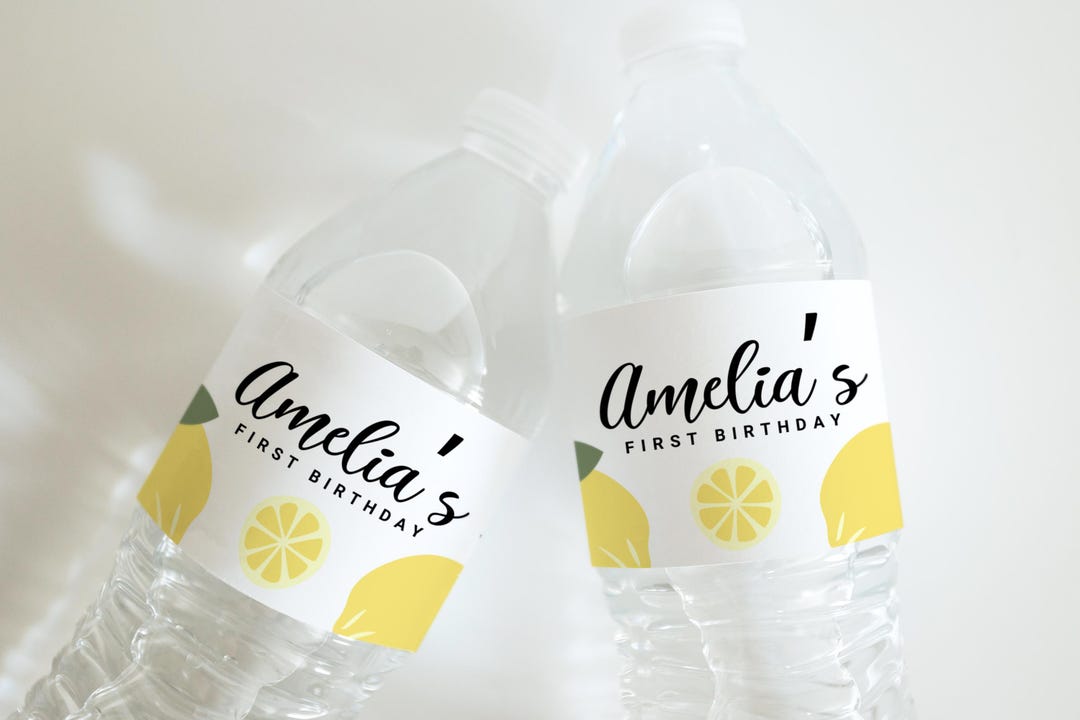 Lemon Birthday Drink Label, Lemonade Birthday Decorations, Modern Lemon ...