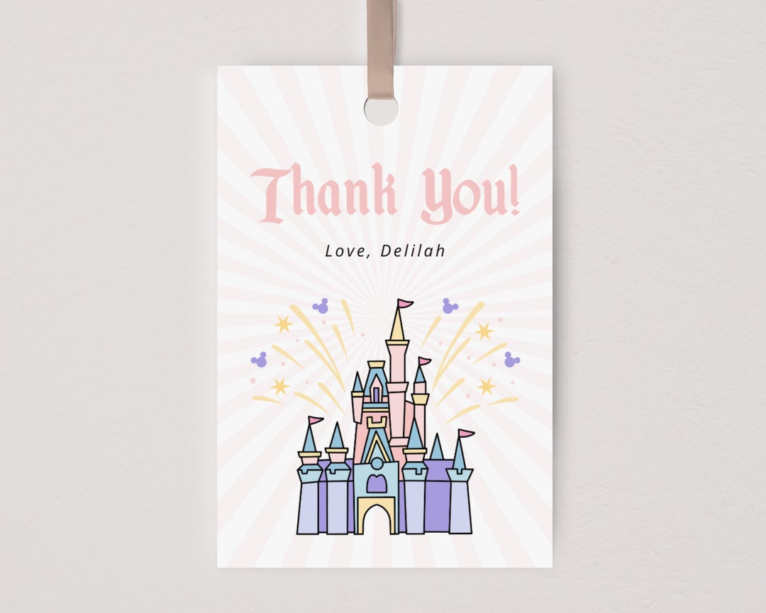 Vintage Disney Birthday Thank You Tag, Vintage Theme Park Birthday ...