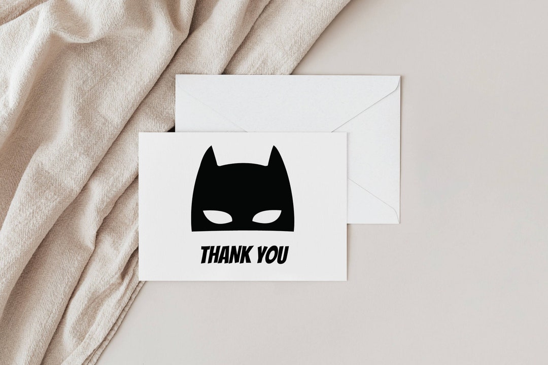 Superhero Thank You Card, Superhero Birthday Party Thank You Card ...