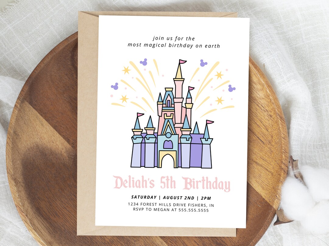Vintage Disney Birthday Invitation, Vintage Theme Park Birthday Invite ...