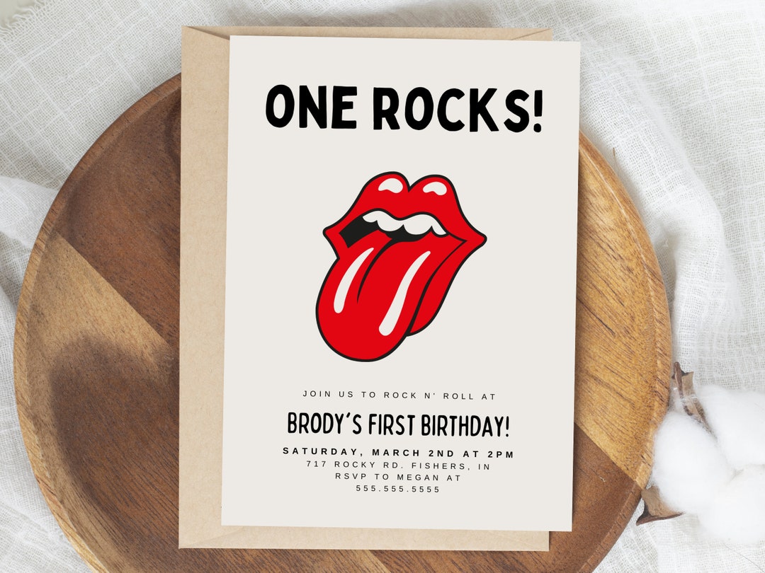 Rock and Roll Birthday Invitation, One Rocks Party Invite, Rock N Roll ...