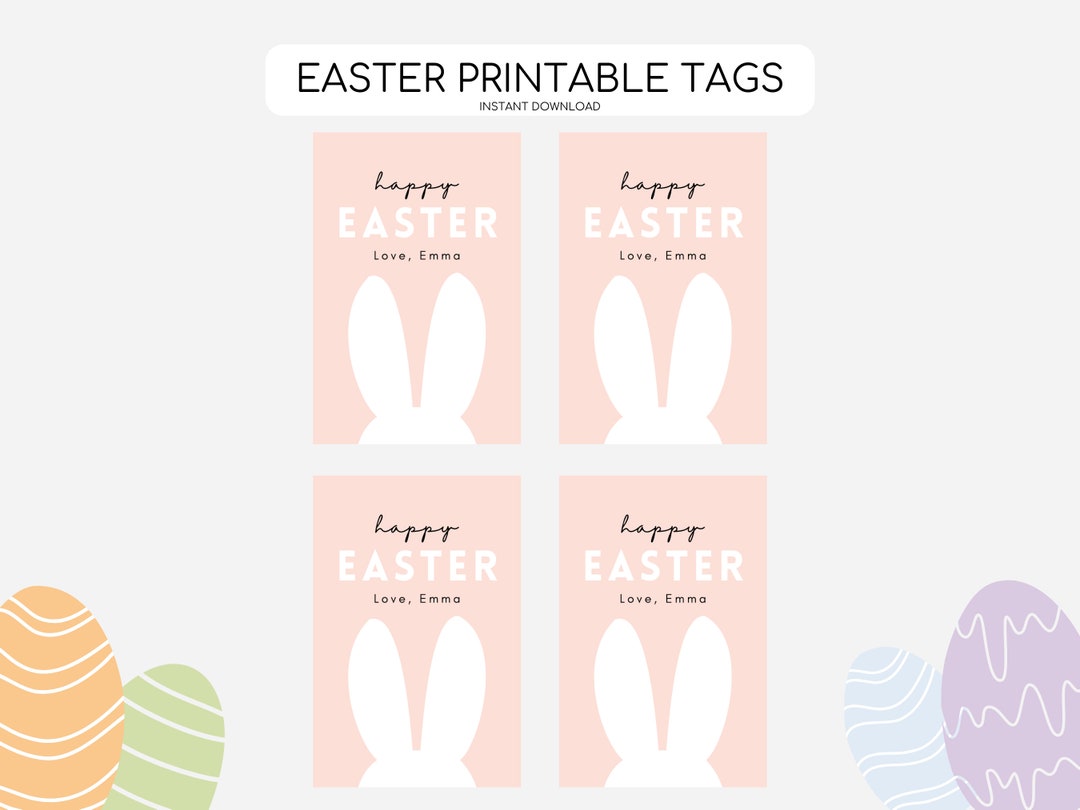 Printable Easter Bunny Tag, Bunny Tag, Easter Rabbit Gift Label, Bunny ...