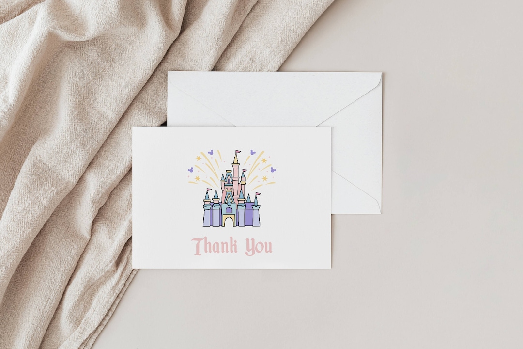 Vintage Disney Birthday Thank You Card, Vintage Theme Park Birthday ...
