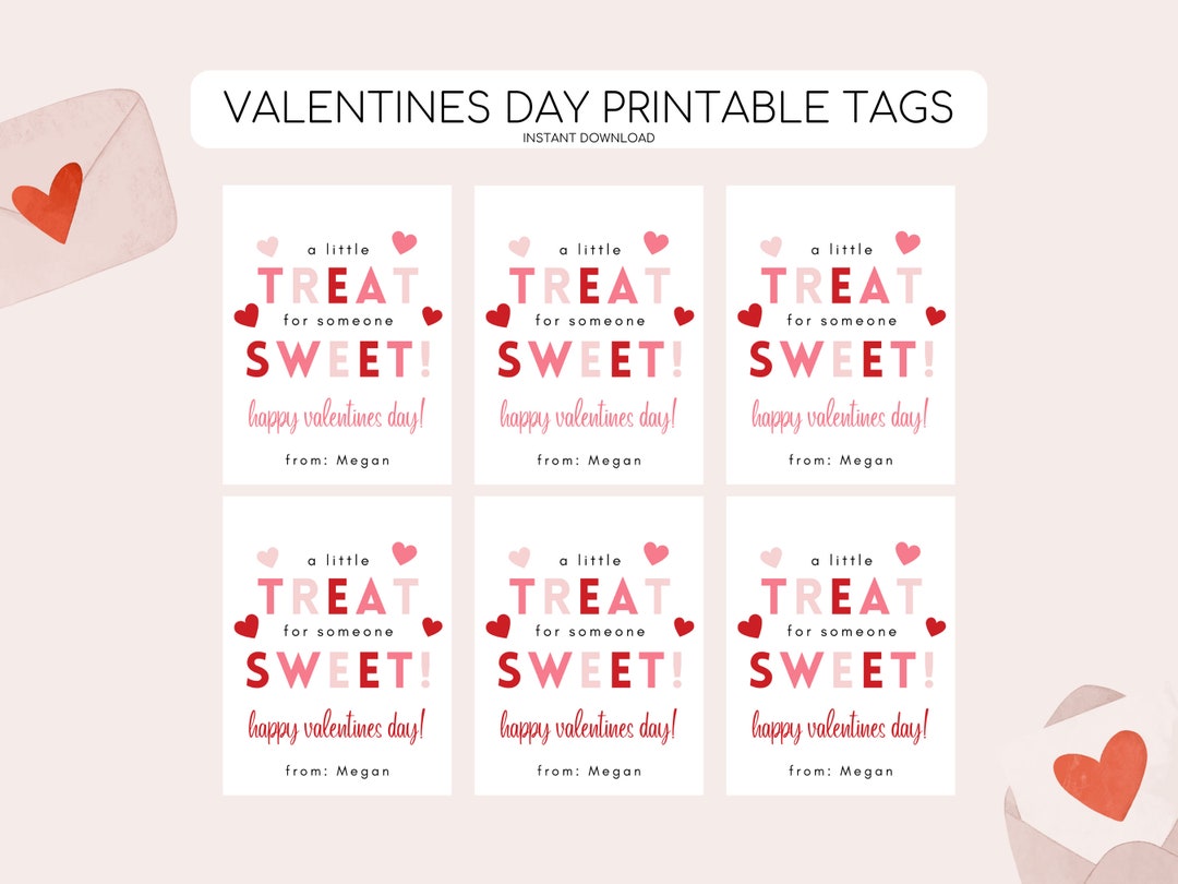 Printable Valentine's Day Tag, Sweet Treat Valentines Day Tag ...