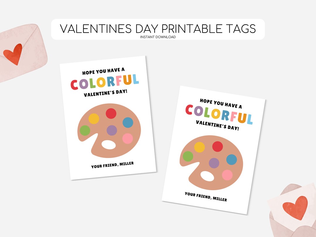 Printable Paint Valentine Tag, Paint Valentine Card, Paint Valentine ...