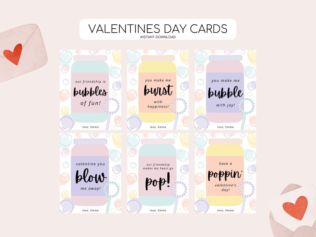 Bubble Valentine's Day Tag, Bubbles Printable Valentines Day Tag ...