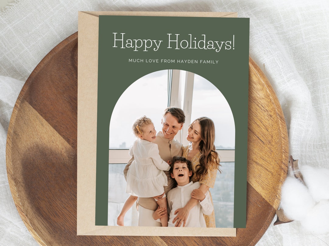 Modern Christmas Picture Card, Holiday Photo Card Template, Happy ...