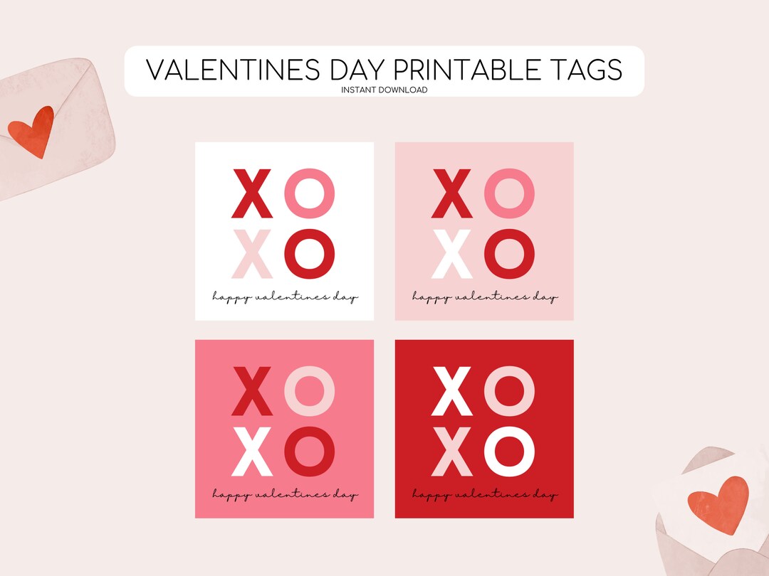 Printable Valentine's Day Tag, XOXO Valentines Day Tag, Valentine Gift ...
