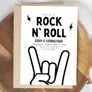 Rock and Roll Birthday Invitation, Rocker Birthday Invite, Rock N Roll ...