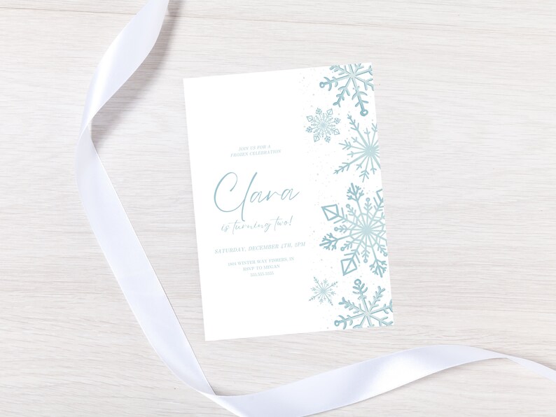 Winter Birthday Invitation Snowflake Birthday Party Invite - Etsy