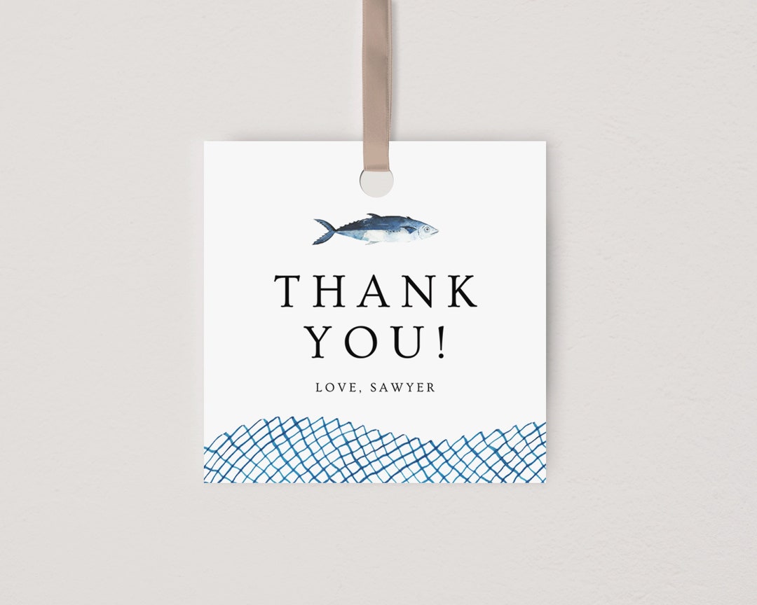 Fishing Birthday Thank You Tag, Fish Birthday Decorations, O-fish-ally ...