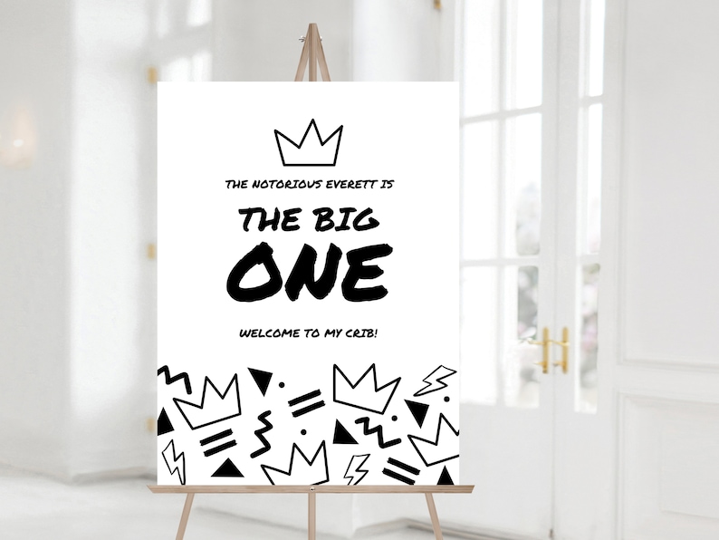The Big One Birthday Editable Sign, Notorious One Party Decorations ...