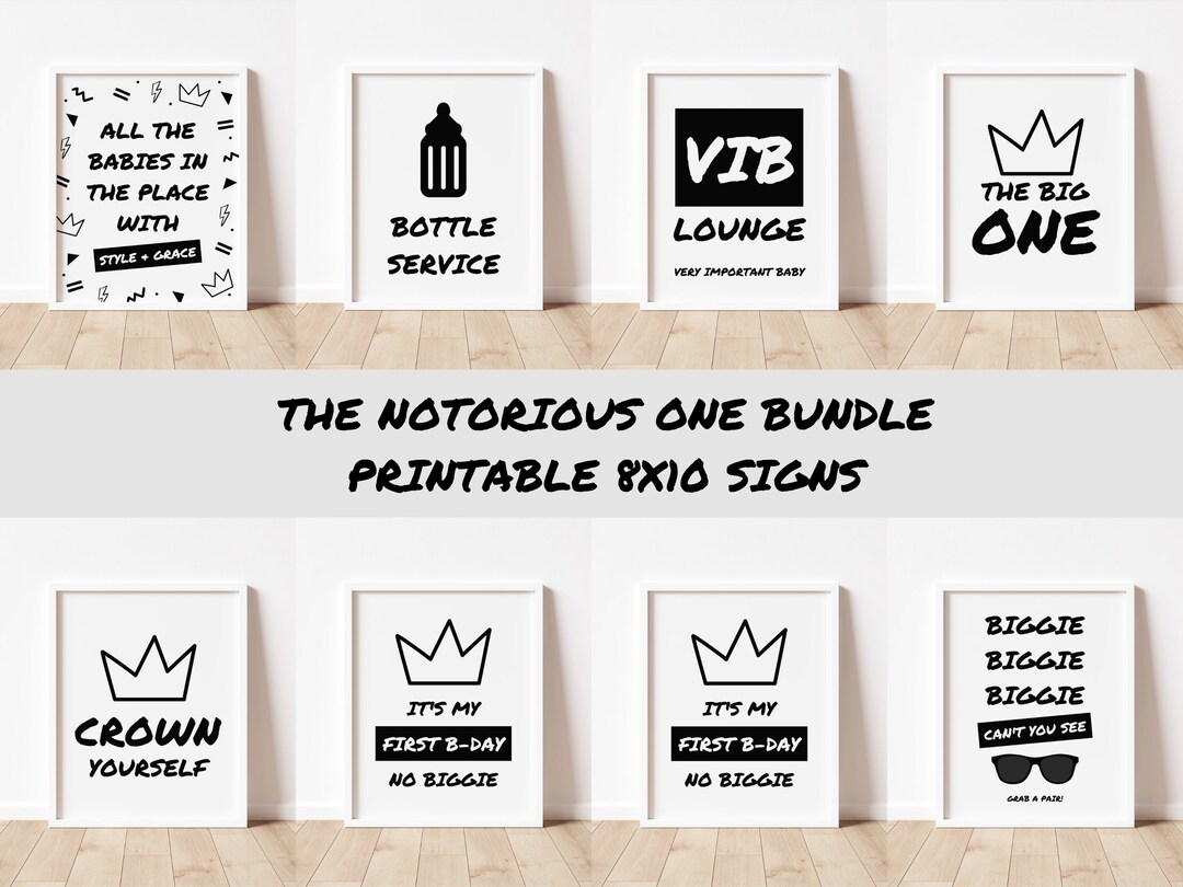 The Big One Birthday Sign Bundle, Notorious One Party Decorations, Big ...