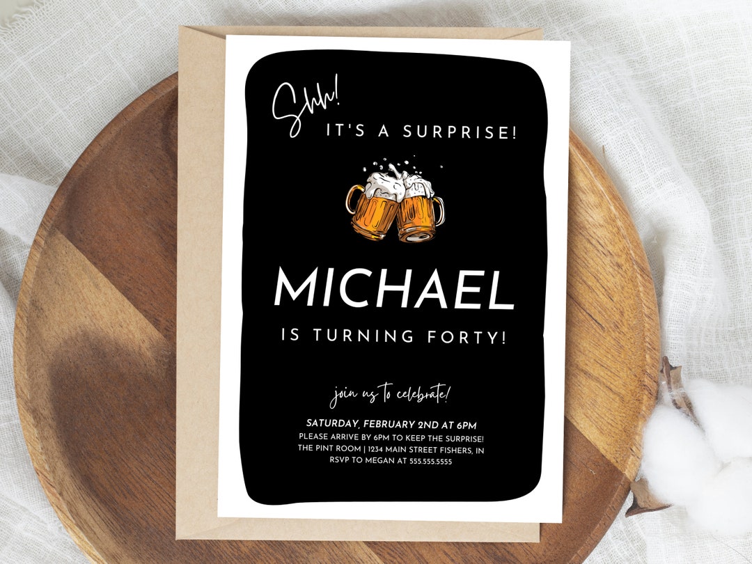 Surprise Birthday Party Invitation, Beer Surprise Party Invite, 40th ...