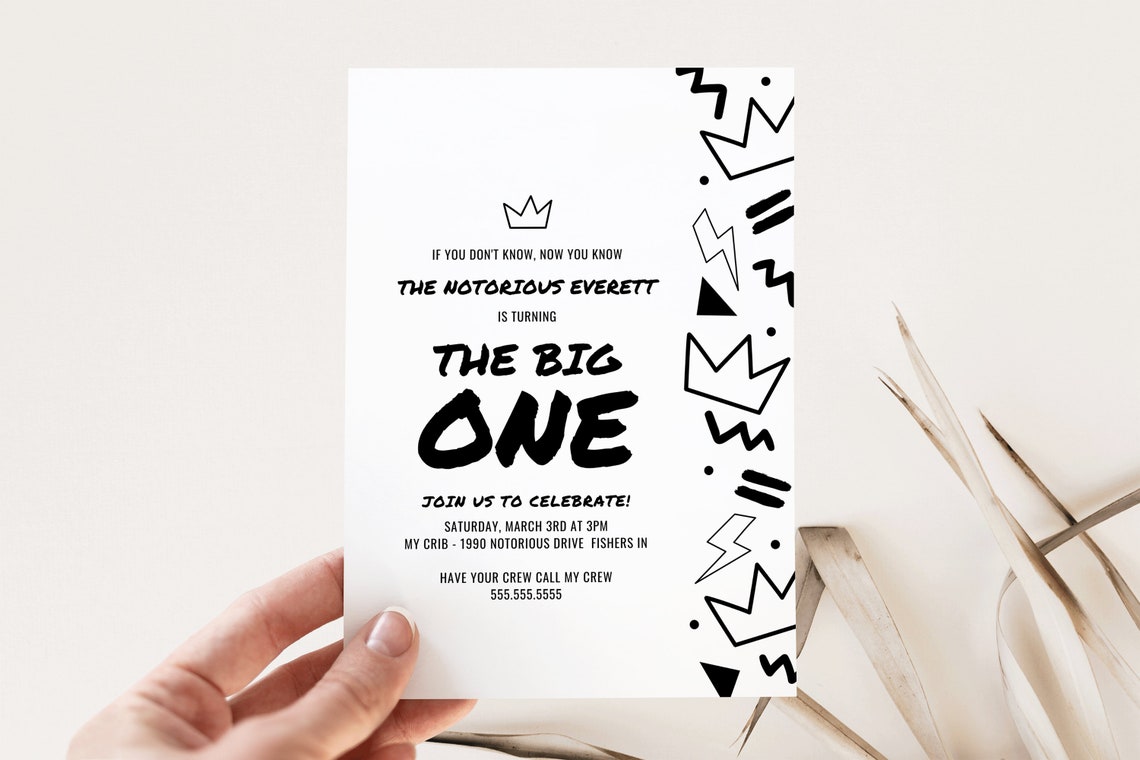The Big One Birthday Invitation, Notorious One Party Invite, First ...