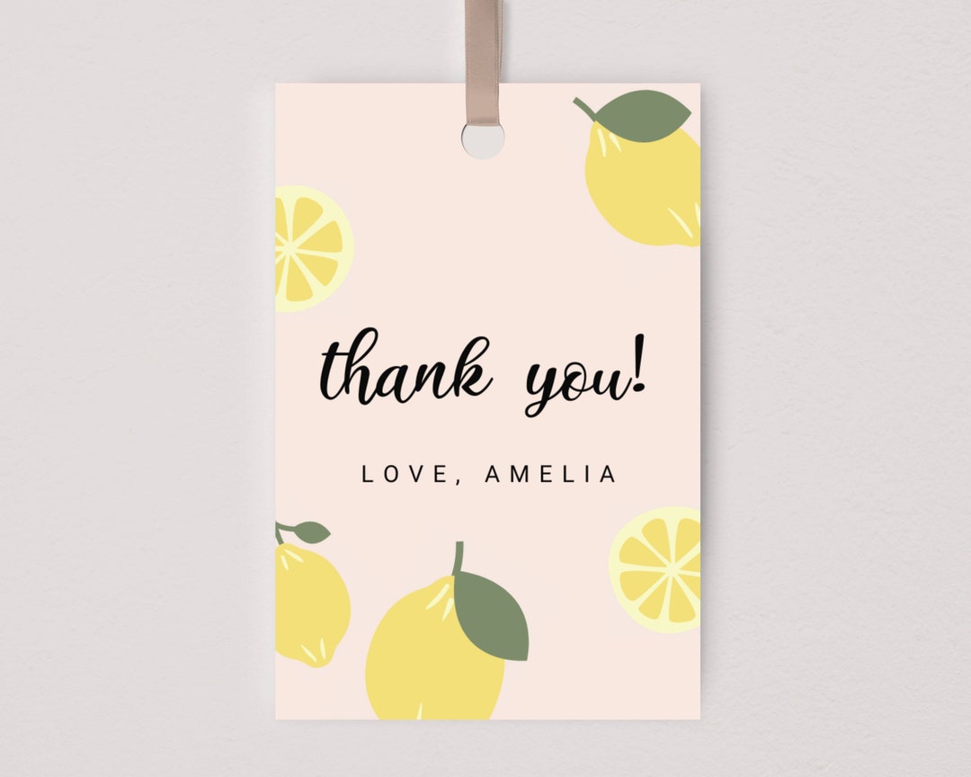 Lemon Birthday Favor Tag, Lemonade Birthday Party Decor, Modern Lemon ...