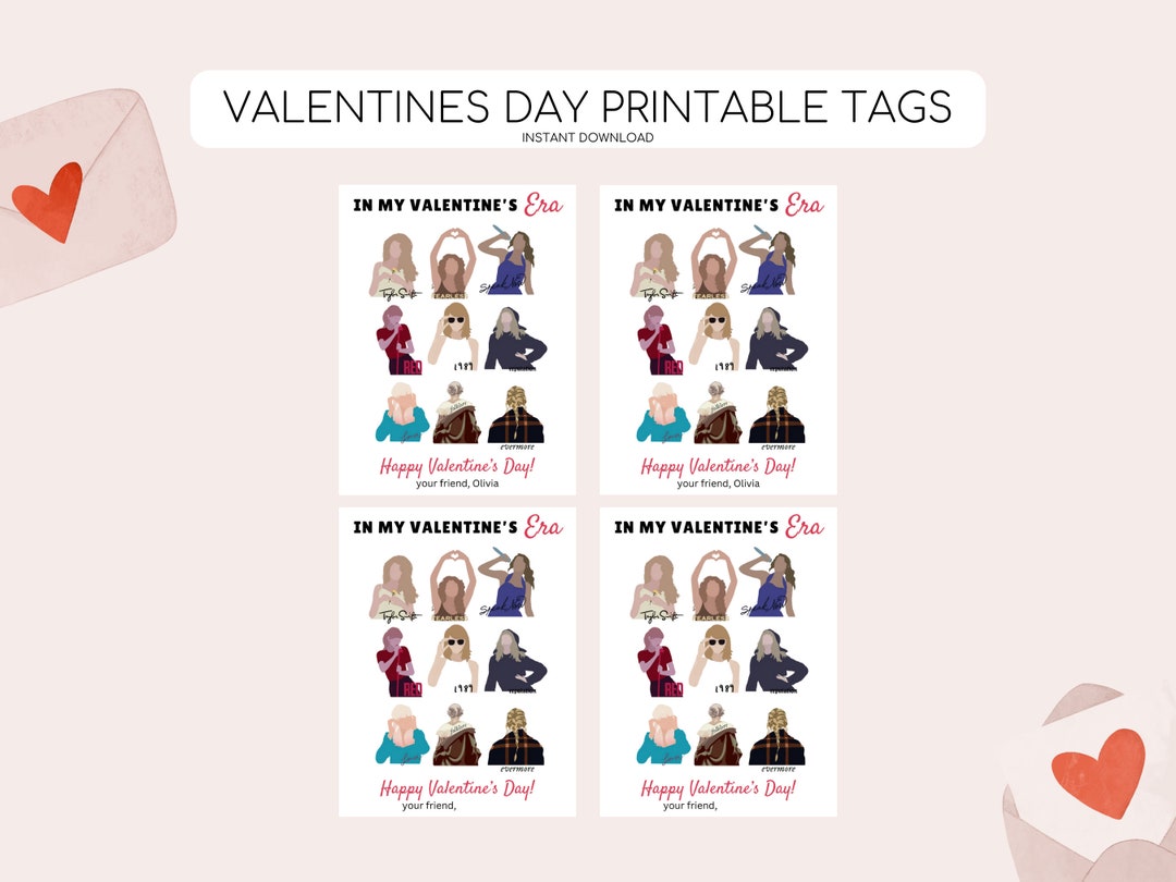 The Eras Tour Valentine's Day Cards, Swiftie Valentines Day Tag, Taylor ...