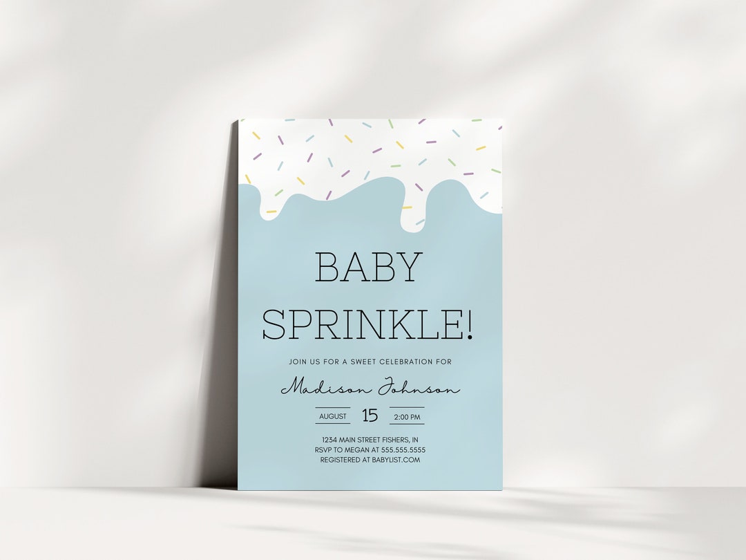 Sprinkle Baby Shower Invitation, Sprinkle Shower Invite, Boy Baby ...