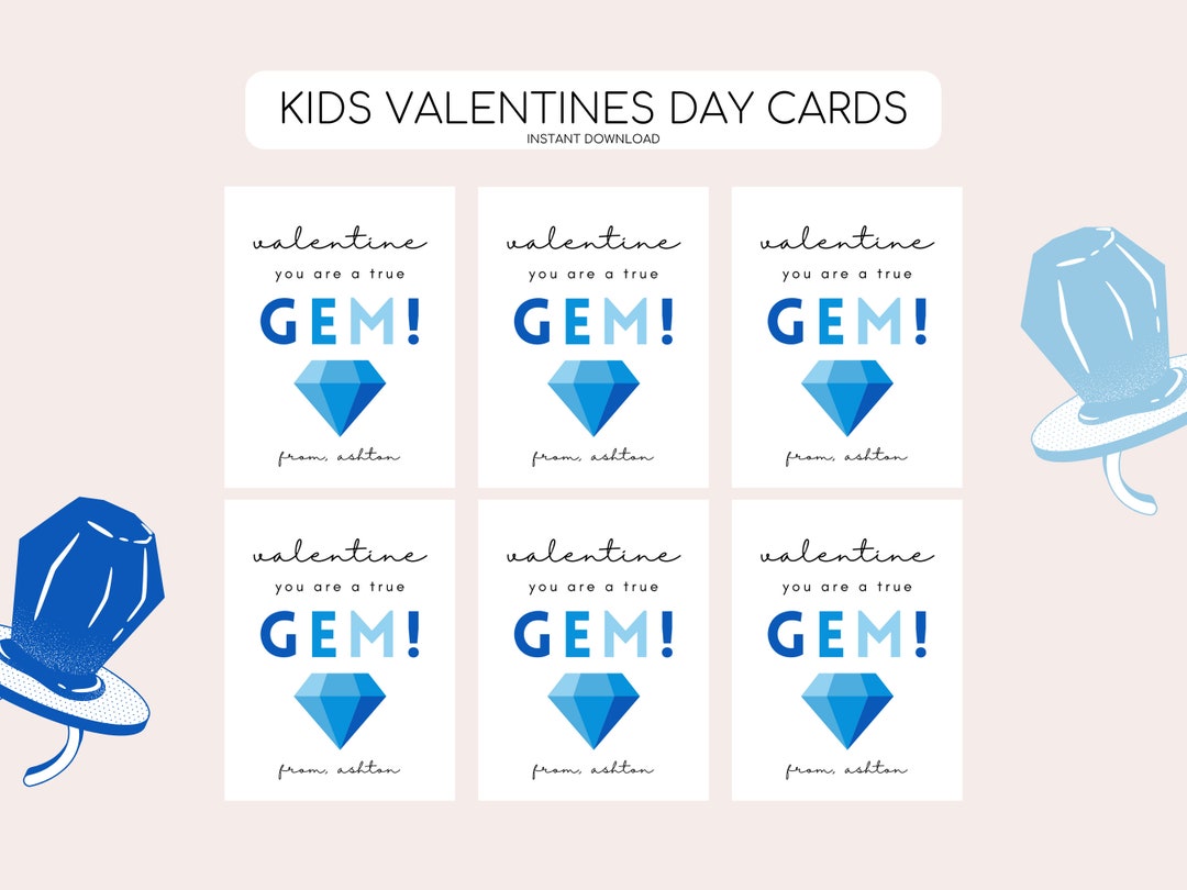 Printable Ring Pop Valentine's Day Tag, Gem Ring Pop Treat Bag Tag, Kid ...