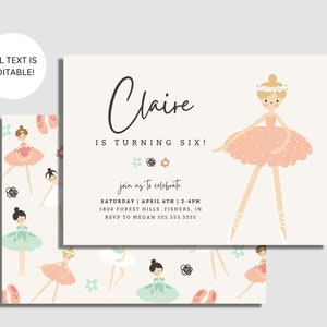 Ballerina Birthday Invitation, Modern Ballerina Invite, Ballet Dancer ...