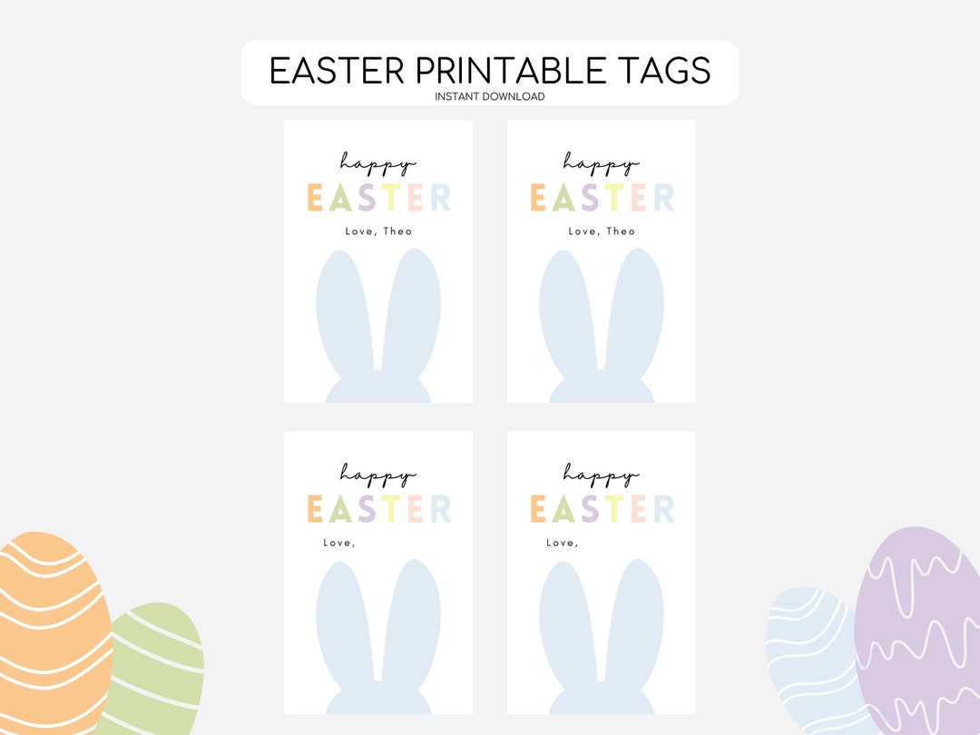 Printable Easter Bunny Tag, Bunny Tag, Easter Rabbit Gift Label, Bunny ...