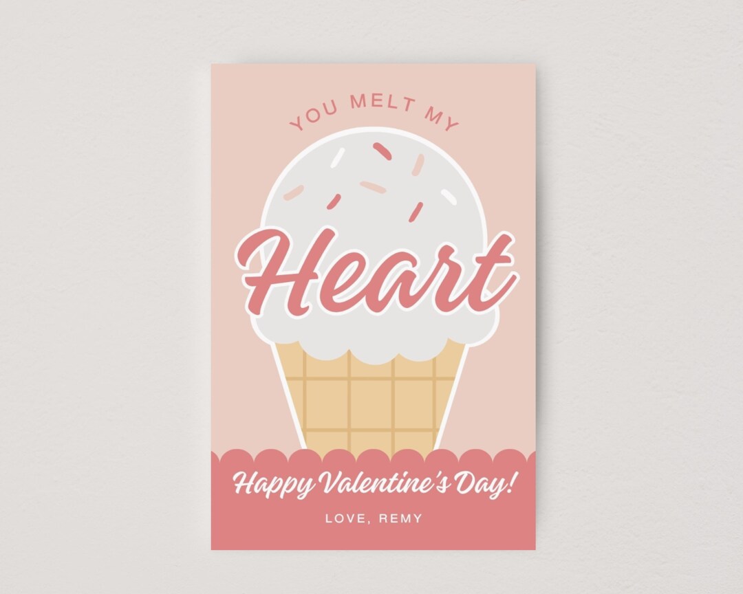 Printable Ice Cream Valentine's Day Tag, Sweet Treat Valentines Day Tag ...