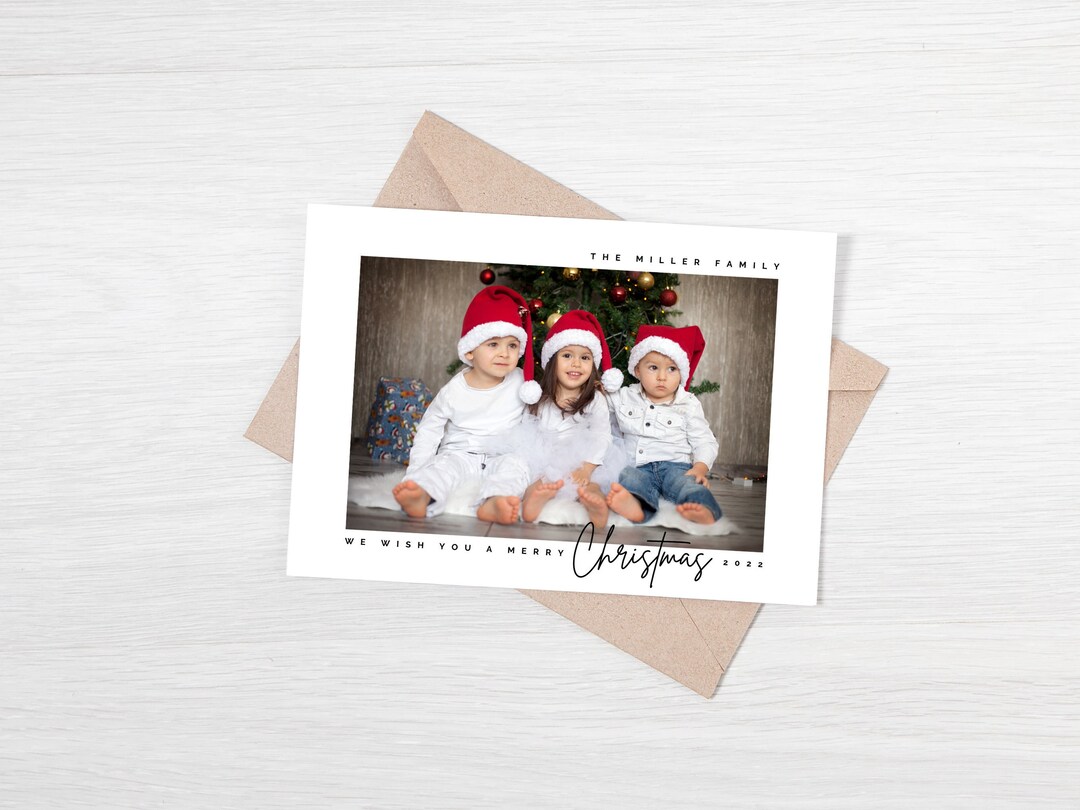 Modern Christmas Picture Card, Holiday Photo Card Template, Happy ...