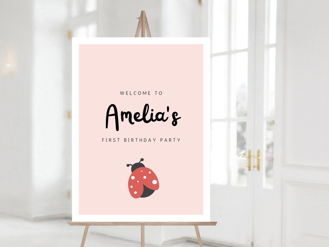 Ladybug Birthday Welcome Sign Lady Bug Sign Little Lady - Etsy